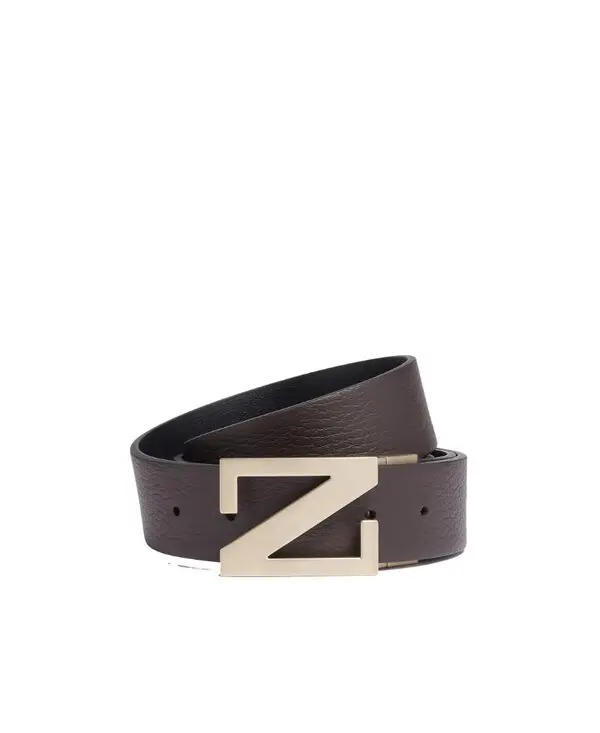Zegna Reversible Logo Buckle Belt - Black