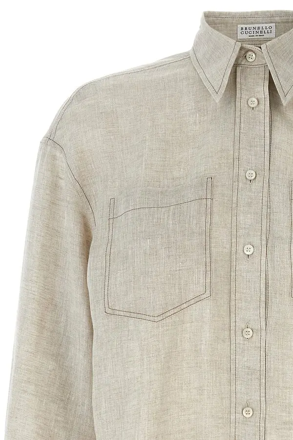 Brunello Cucinelli Contrast Stitched Shirt