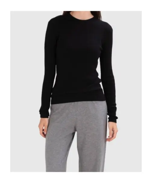LISA YANG Crew Neck Long Sleeve T-shirt - Black