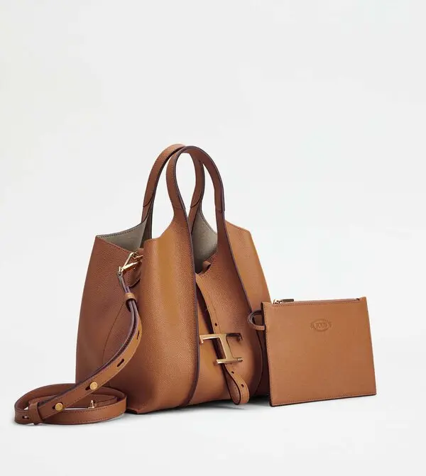 TOD'S Timeless Logo Plaque Mini Tote Bag - Brown