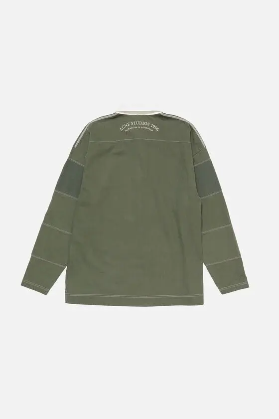 Acne Studios Graphic Printed Long Sleeved Polo Shirt - Green
