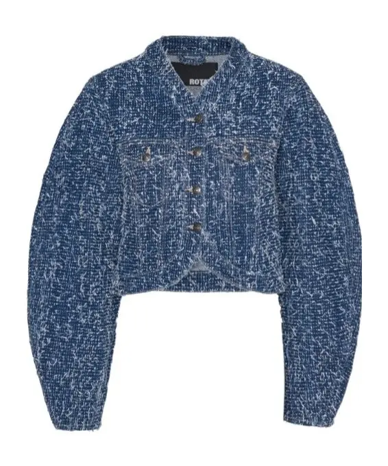 ROTATE BY BIRGER CHRISTENSEN Long Sleeve Denim Jacket - Blue