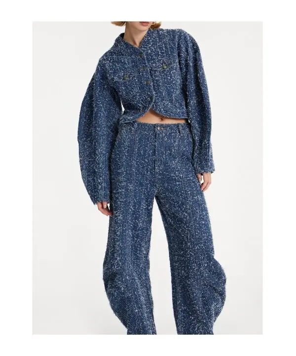 ROTATE BY BIRGER CHRISTENSEN Long Sleeve Denim Jacket - Blue