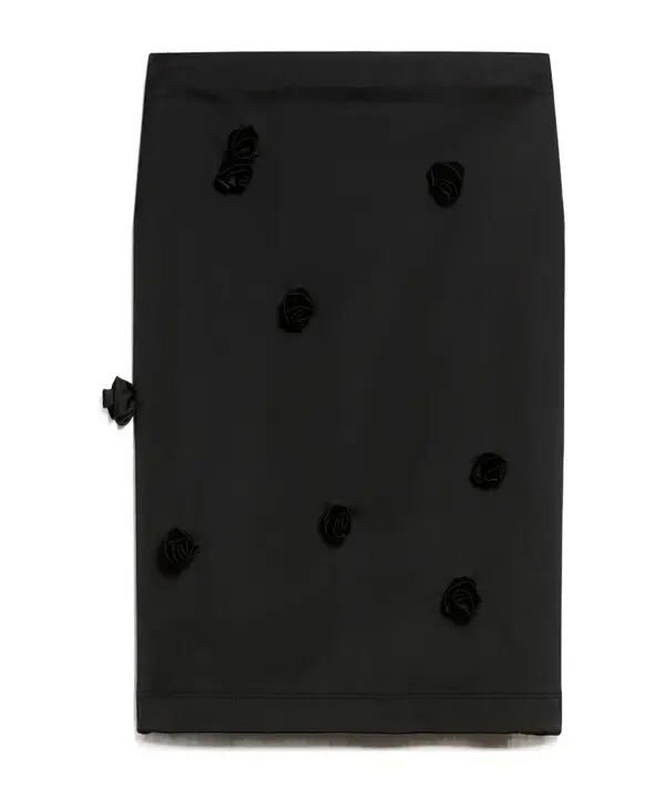 Sportmax Borbona Mini Skirt With Rose Embellishments - Black