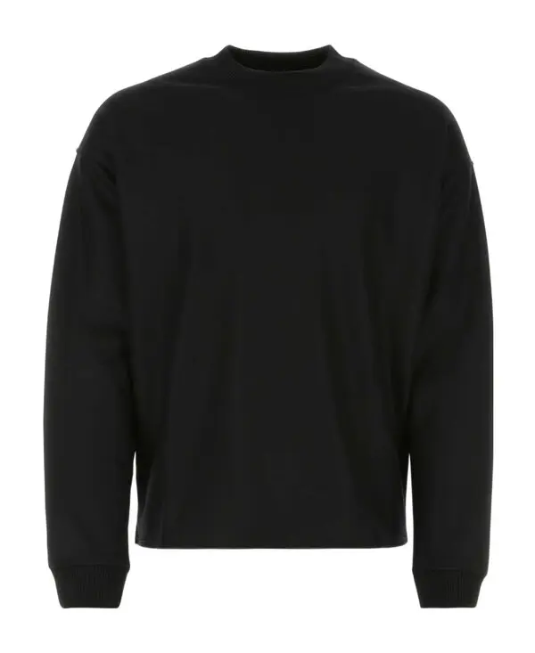 JIL SANDER Woolen Crew Neck Sweatshirt - Black