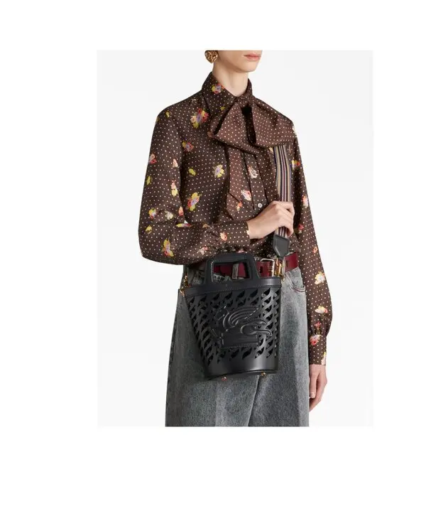 Etro Coffa Cut-out Bucket Bag - Black