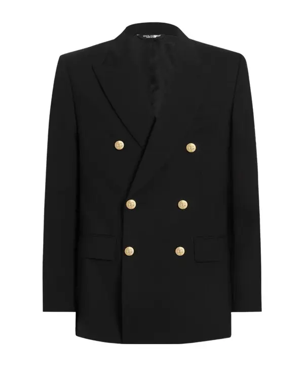 Dolce & Gabbana Martini-fit Gold-button Double-breasted Suit - Black