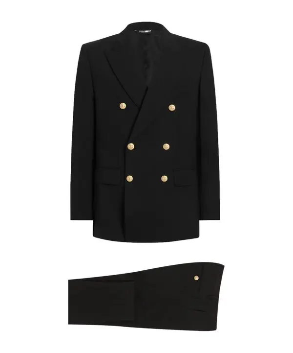 Dolce & Gabbana Martini-fit Gold-button Double-breasted Suit - Black