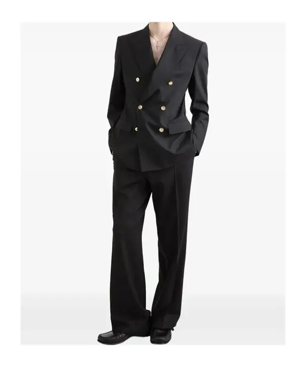 Dolce & Gabbana Martini-fit Gold-button Double-breasted Suit - Black