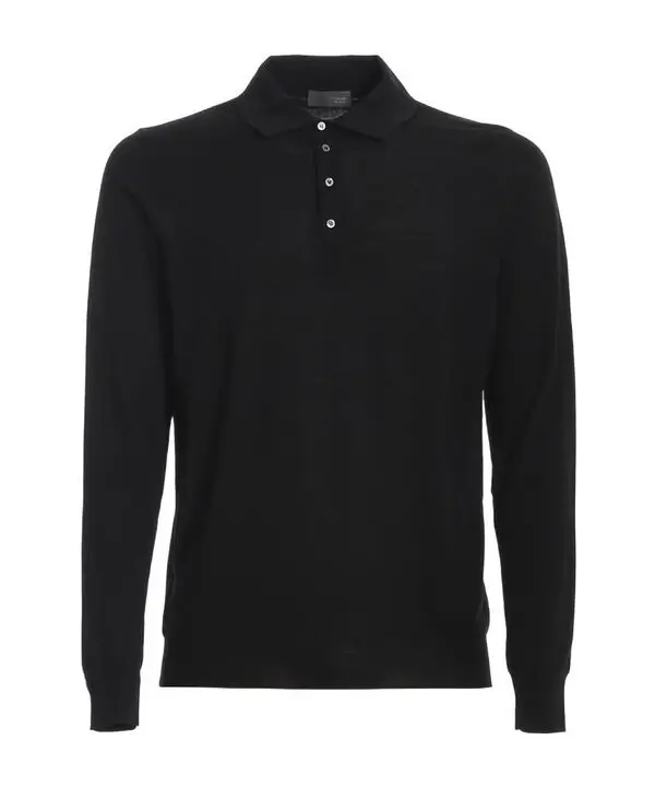 DRUMOHR Long-sleeve Woolen Polo Pullover - Black