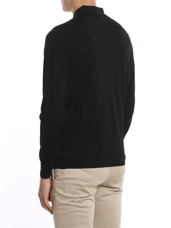 DRUMOHR Long-sleeve Woolen Polo Pullover - Black