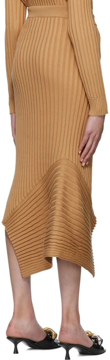 Stella McCartney Ribbed Asymmetrical Midi Skirt - Nude