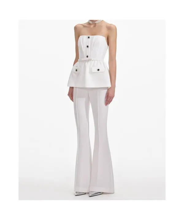 SELF-PORTRAIT Strapless Crepe Jumpsuit - White
