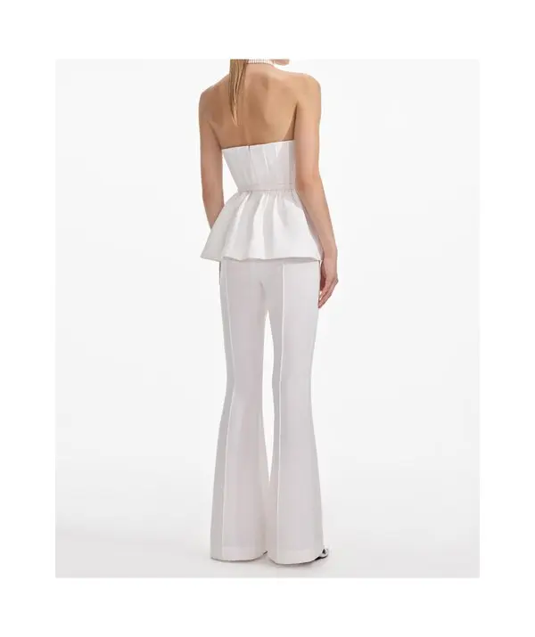 SELF-PORTRAIT Strapless Crepe Jumpsuit - White
