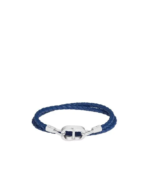 Dior Cd Icon Braided Leather Bracelet - Navy Blue