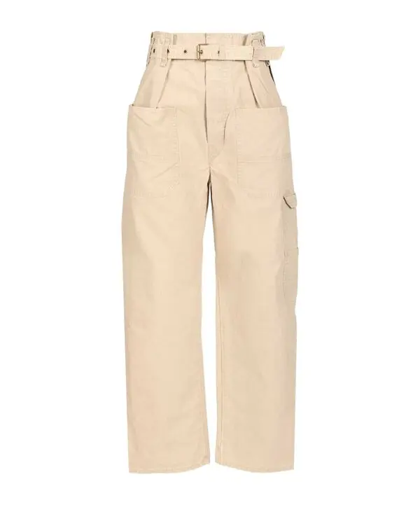 Isabel Marant Étoile Belted High Waisted Loose Fit Cargo Pants - Beige