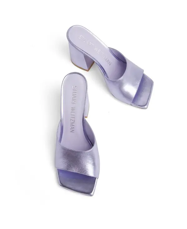 STUART WEITZMAN Metallic Trumpet Heel Sandals
