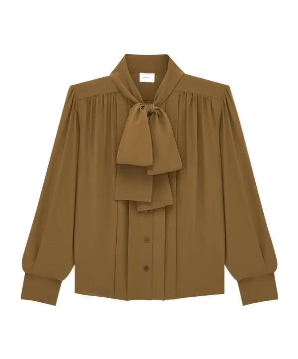 Saint Laurent Lavallière Padded Shoulder Blouse