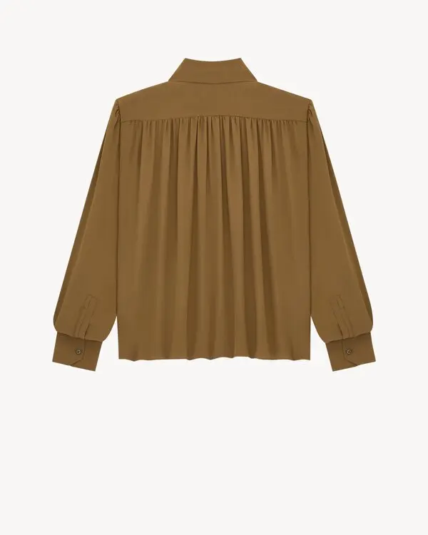 Saint Laurent Lavallière Padded Shoulder Blouse