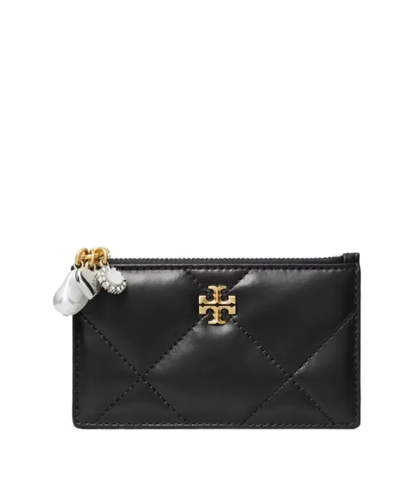Tory Burch Quilted Charm Zip Card Case - Black