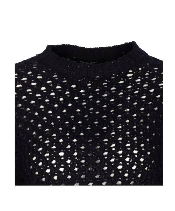 Fabiana Filippi Open Knit Crewneck Jumper - Black