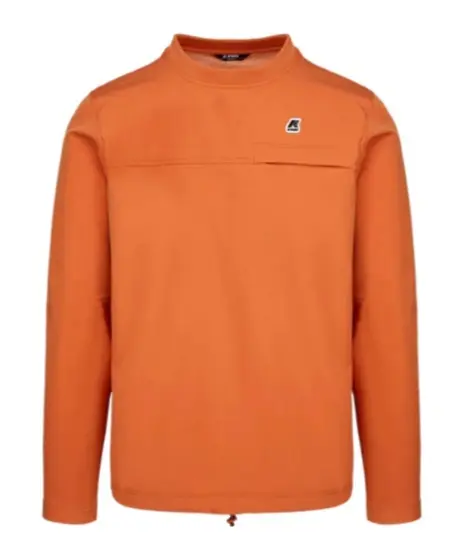 K-WAY Crewneck Sweatshirt With Logo Patch And Adjustable Hem - Orange