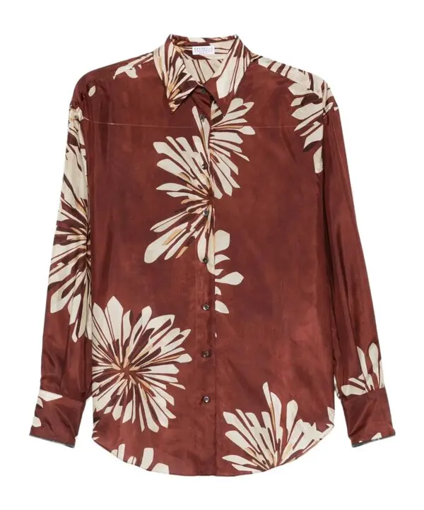 Brunello Cucinelli Floral Printed Shirt - Red
