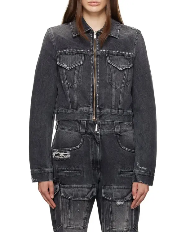 Givenchy Collared Zip-up Denim Jacket