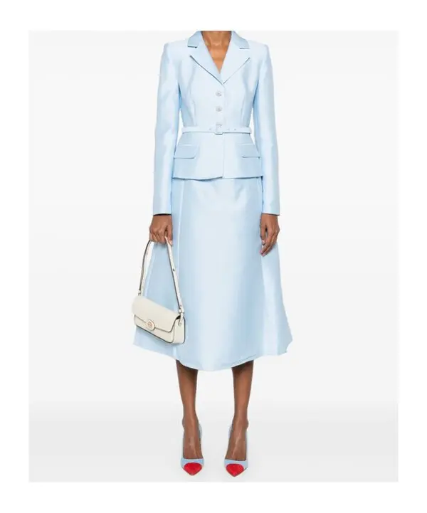 SELF-PORTRAIT Long-sleeved Taffeta Midi Dress