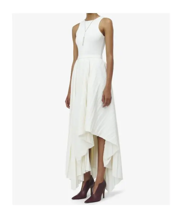 Alexander McQueen Sleeveless Asymmetrical Pleated Dress - Ivory