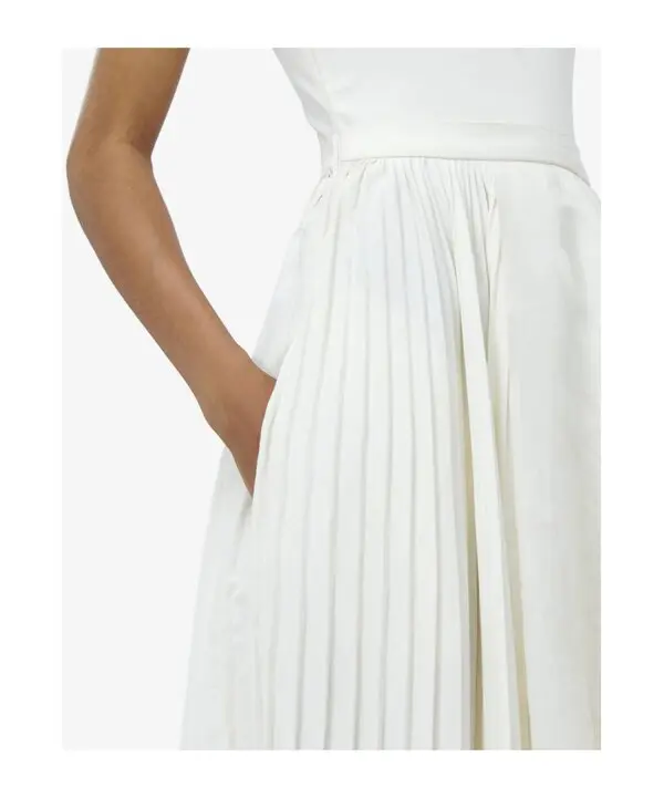 Alexander McQueen Sleeveless Asymmetrical Pleated Dress - Ivory