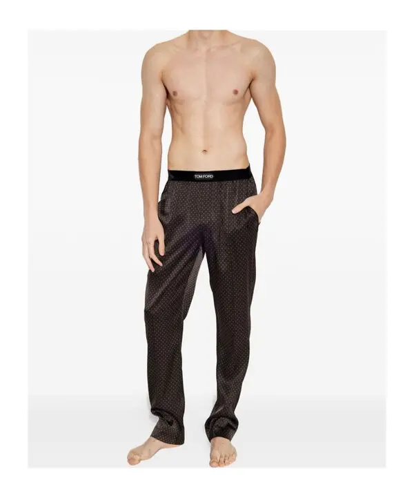 TOM FORD Polka-dot Pattern Pyjama Pants - Black
