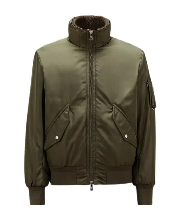 Moncler High-shine Zip-up Padded Jacket With Detachable Vest - Dark Green