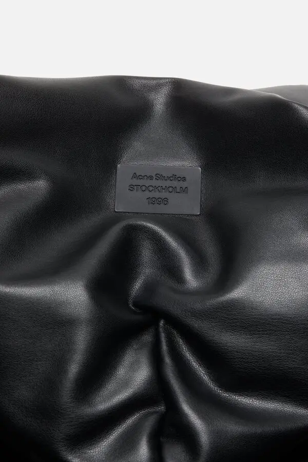 Acne Studios Hooded Leather Jacket With Pleated Hem