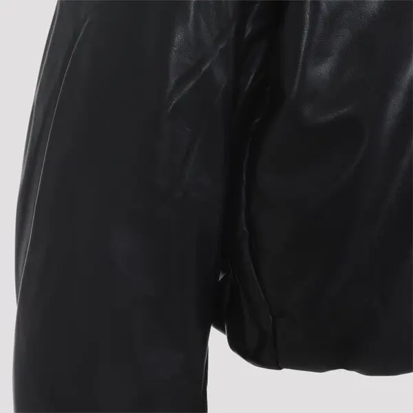 Acne Studios Hooded Leather Jacket With Pleated Hem