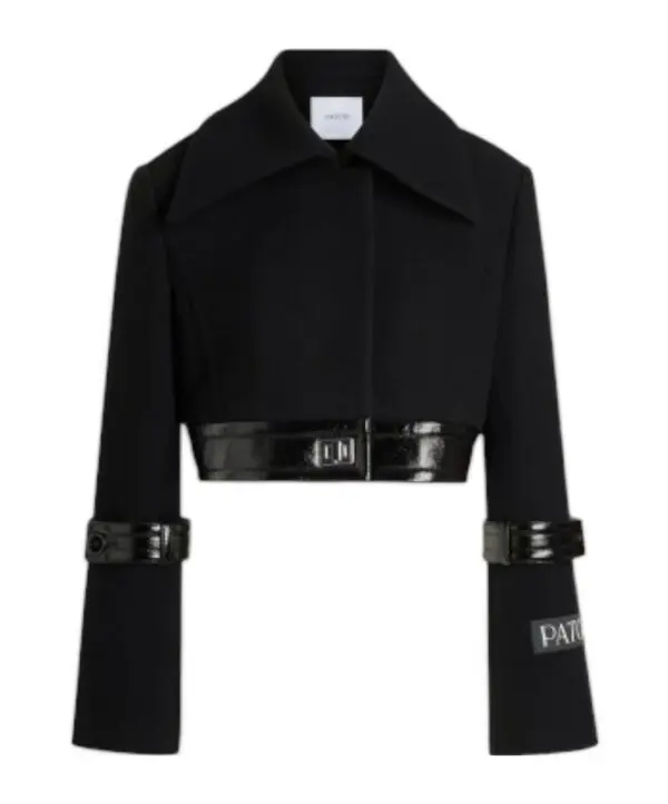 PATOU Cropped Wool Jacket With Patent Trim
