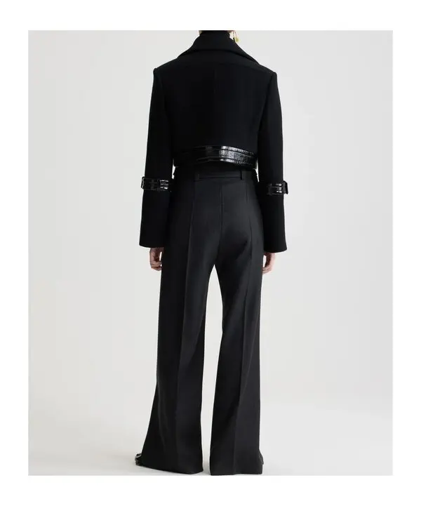 PATOU Cropped Wool Jacket With Patent Trim