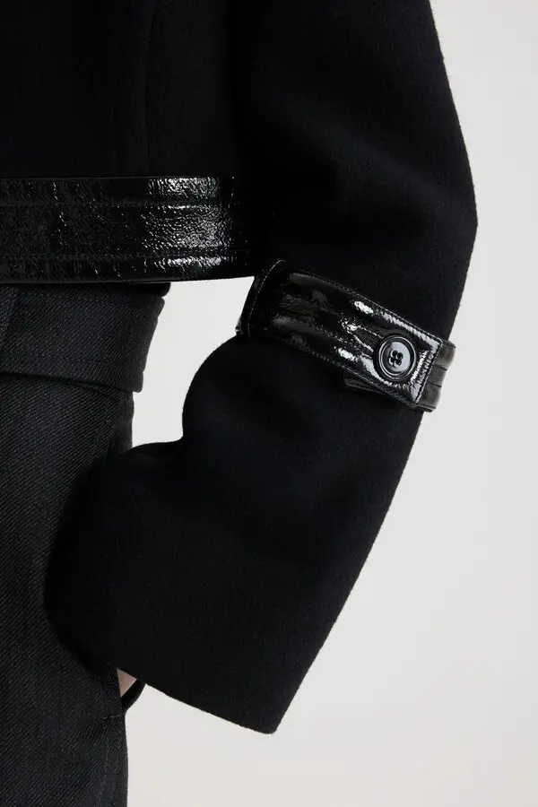 PATOU Cropped Wool Jacket With Patent Trim