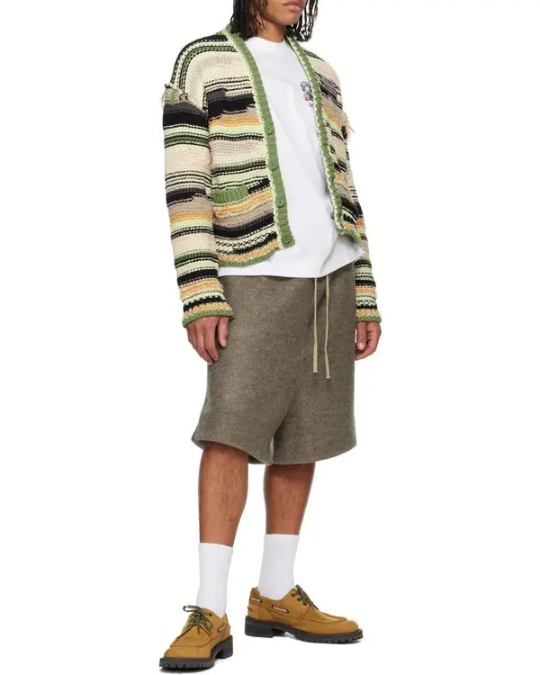 Off-White Striped V-neck Knitted Cardigan