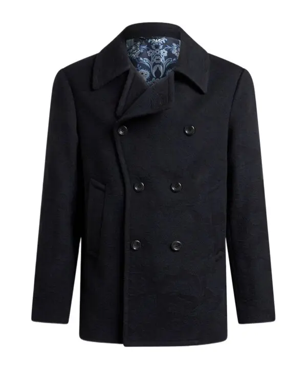 Etro Jacquard Peacoat - Navy