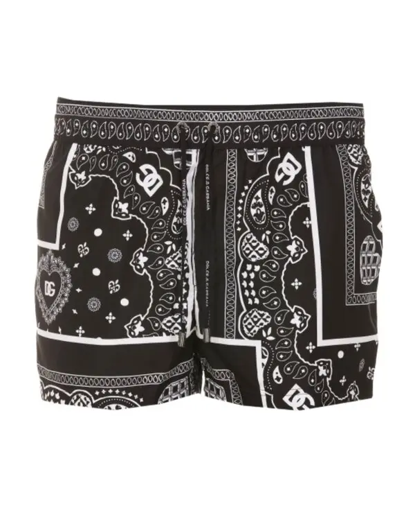 Dolce & Gabbana Bandana Print Swim Shorts - Black