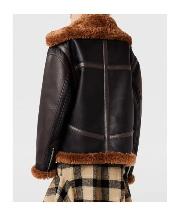 Stella McCartney Plush Teddy Paneled Biker Jacket