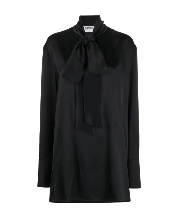 JIL SANDER Friday P.m." Satin Bow Collar Long Sleeve Shirt
