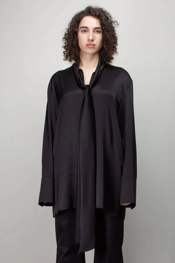 JIL SANDER Friday P.m." Satin Bow Collar Long Sleeve Shirt