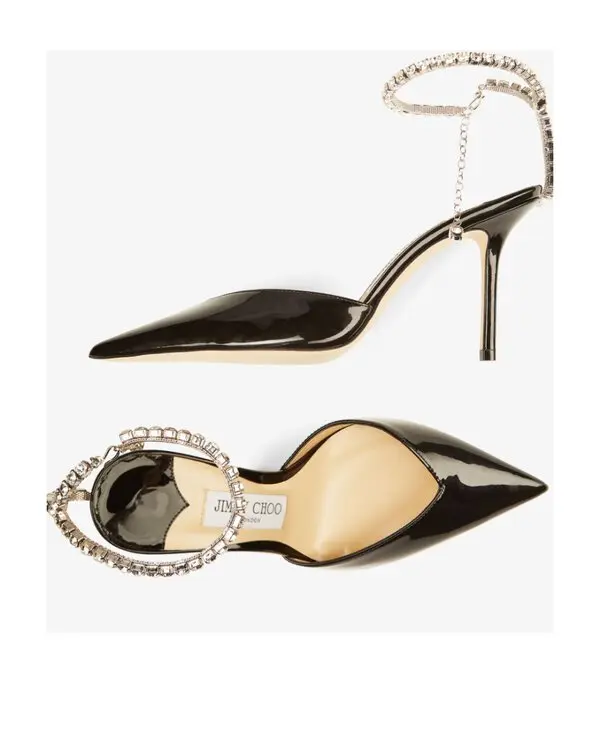 JIMMY CHOO Saeda 85 Crystal Embellished Pointed Toe Stiletto Pumps - Nude