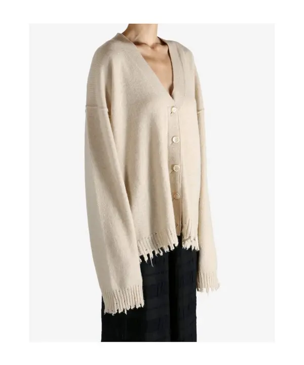 UMA WANG V-neck Distressed Cardigan