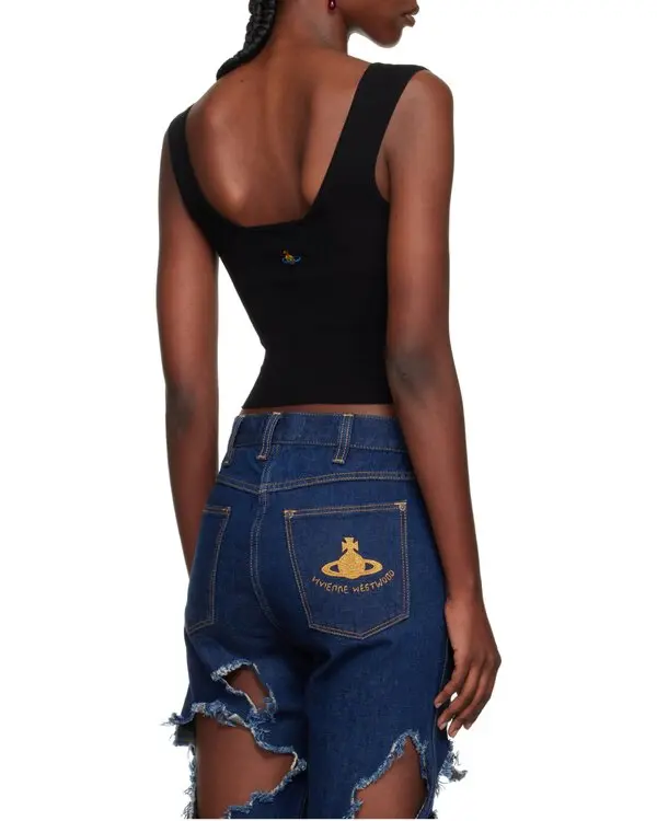 VIVIENNE WESTWOOD Orb Embroidered Ribbed Top