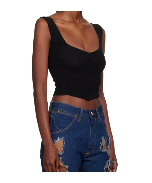 VIVIENNE WESTWOOD Orb Embroidered Ribbed Top