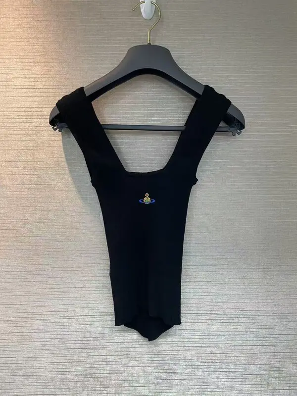 VIVIENNE WESTWOOD Orb Embroidered Ribbed Top