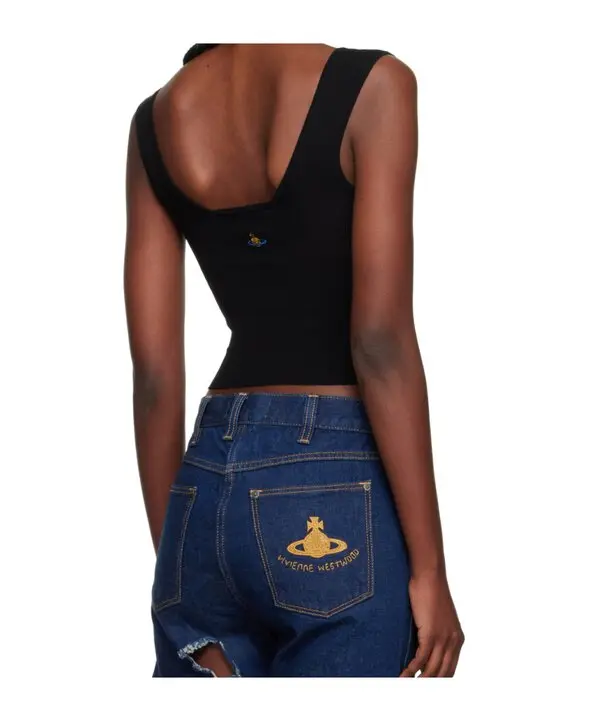 VIVIENNE WESTWOOD Orb Embroidered Ribbed Top